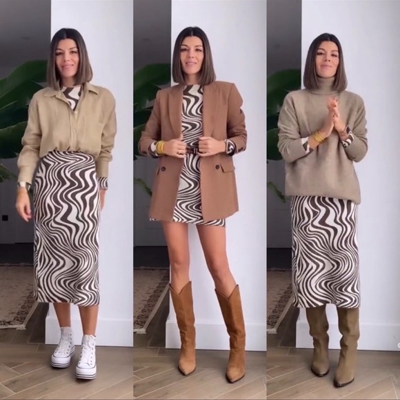 Zara | Dresses | Zara Animal Jacquard Swirl Knit Midi Dress | Poshmark